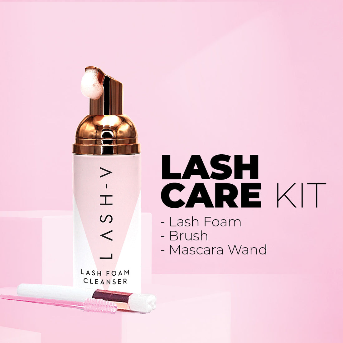 Lash Care Kit - (Bundle Packs) - Lash Shampoo Foam + Lash Brush + Masc ...