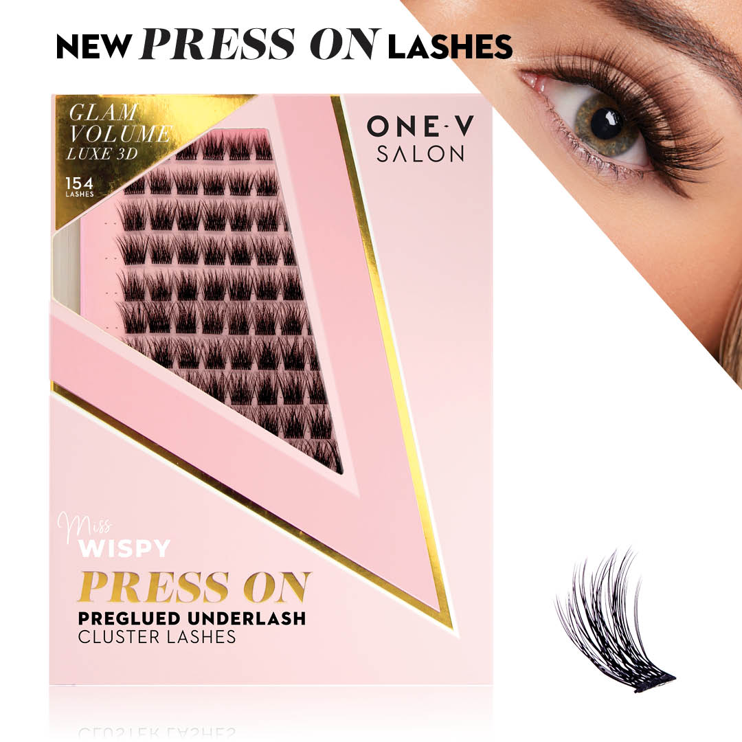 Glam Volume Press-On Pre-Glued Miss Wispy Clusters Lashes One V Salon ...