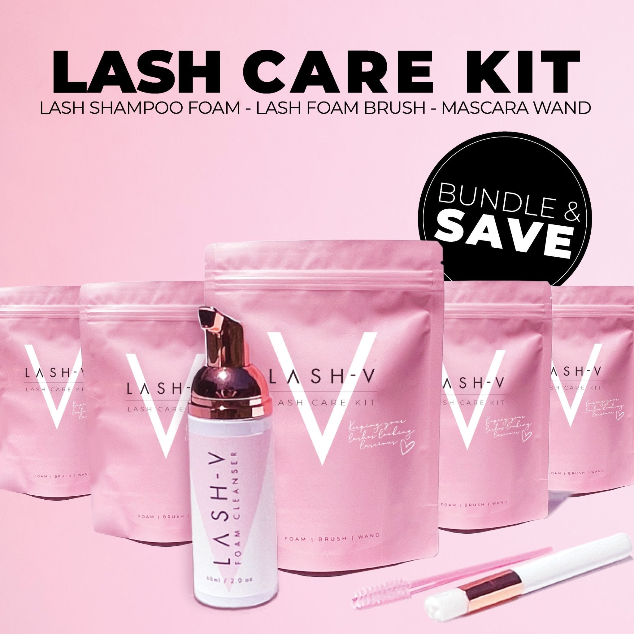 Lash Cleanser Kit - Lash Shampoo Foam + Lash Brush + Mascara Wand